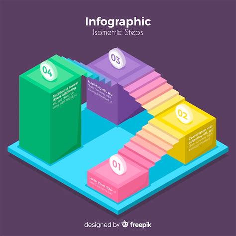 Free Vector Isometric Colorful Infographic Steps Collection