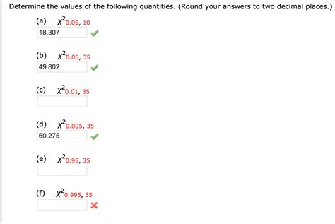 solved determine the values of the following quantities