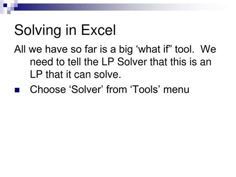 Ppt Solving Linear Programs Using Excel Powerpoint Presentation Free