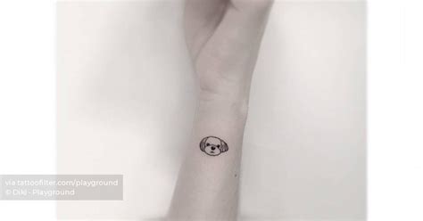 Minimalistic Style Shih Tzu Portrait Tattoo Located On