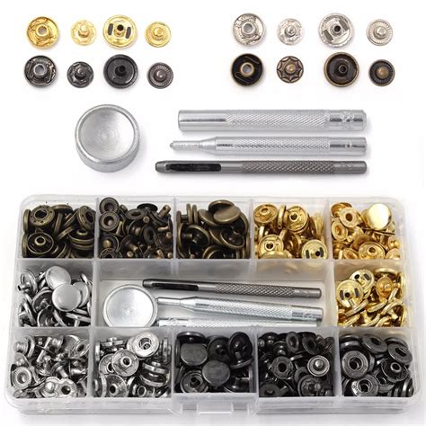 40 120 Pcs 4 Colors Snap Fasteners Leather Snaps Button Kit Jeans Press