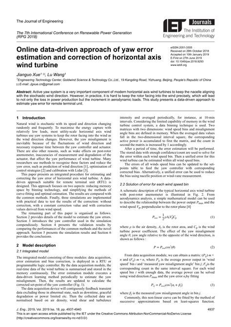 pdf online data driven approach of yaw error estimation and correction of horizontal axis wind