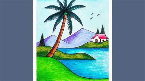 Cómo dibujar un paisaje de lago simple con pasteles al óleo Casa