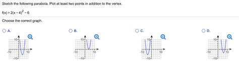 solved sketch the following parabola plot at least two