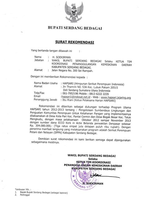 Contoh Surat Rekomendasi Beasiswa
