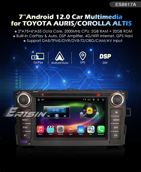 Erisin ES8617A 8 Core 7 Android 11 GPS Sat Nav Car Stereo For Toyota