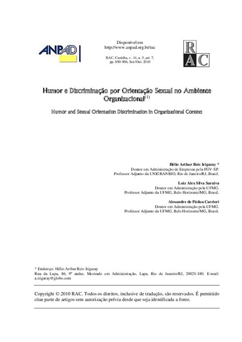 pdf humor and sexual orientation discrimination in organizational context luiz alex saraiva