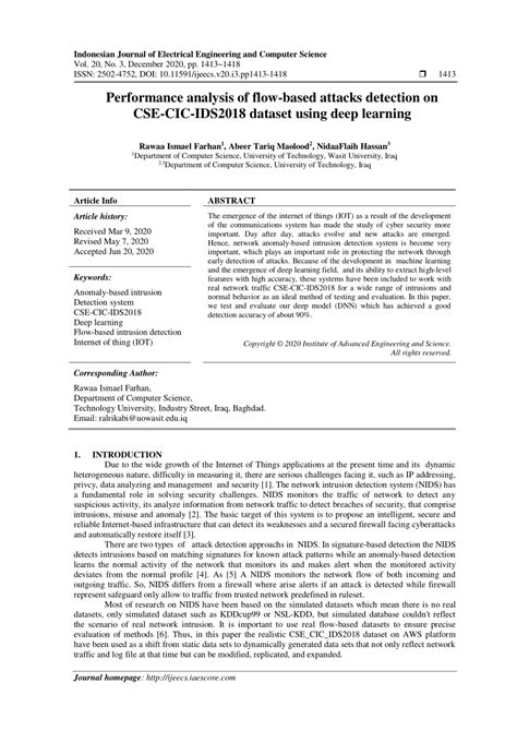 pdf performance analysis of flow based attacks detection on cse cic ids2018 dataset using deep