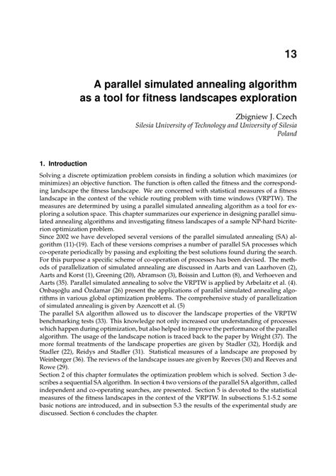 pdf a parallel simulated annealing algorithm as a tool for fitness landscapes exploration