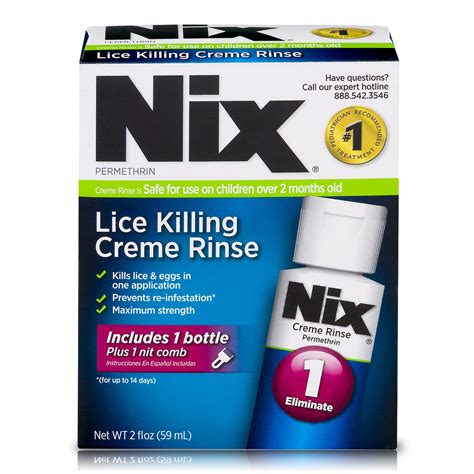 Nix Lice Killing Creme Rinse 2 Oz And Nit Comb To Remove Lice Eggs