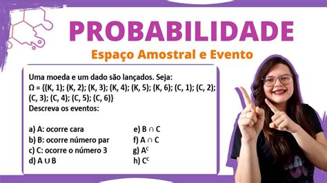 Probabilidade Uma moeda e um dado são lançados Seja Descreva os