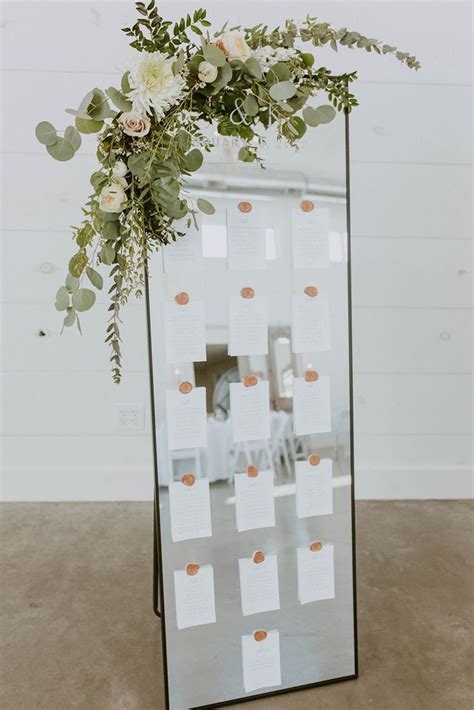 Tall Mirror Seating Chart With Wax Seals For Winter Midwest Wedding