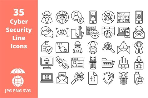 Cyber Security Icon Set Line 35 Icons Graphic By Soremba Designz