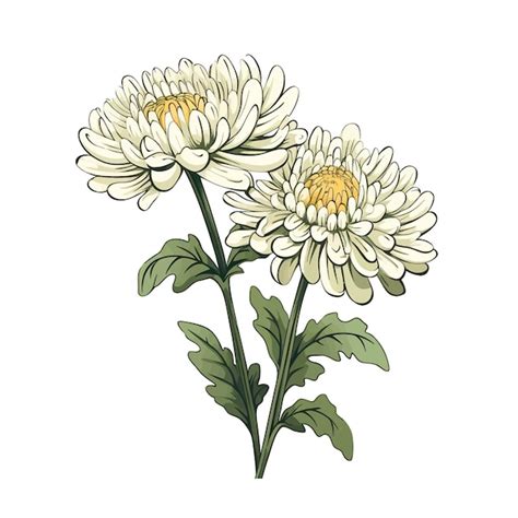 Chrysanthemum Flower Vector Clipart White Background Premium AI