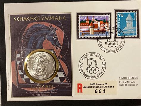 Hans Erni SCHACHOLYMPIADE Luzern 1982 Silber im Münzbrief Kaufen auf