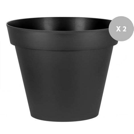 Lot de 2 Pots de fleur rond Toscane Ø 100 x H 79 cm Anthracite Eda