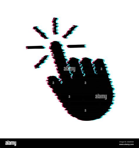 Hand Cursor Glitch Icon Click Vector Stock Illustration Stock Vector