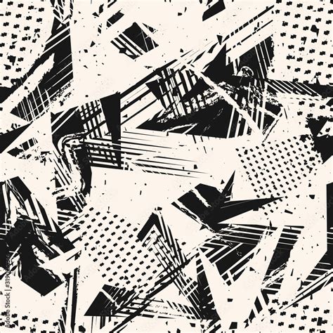 Vecteur Stock Abstract Monochrome Grunge Seamless Pattern Urban Art