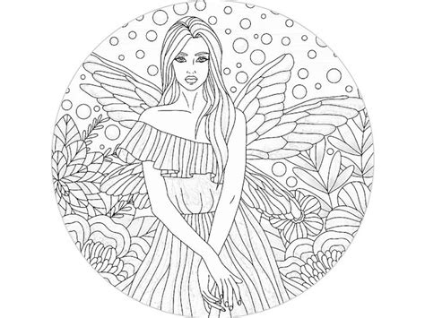 A Coloring Page With A Fairy Girl In The Forest
