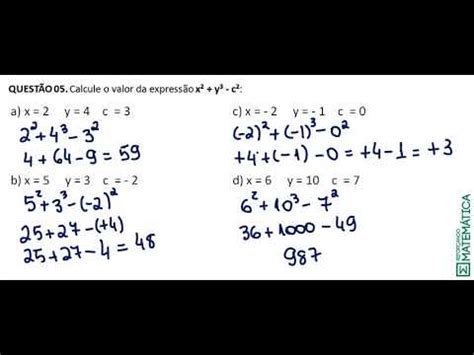 Lista Resolução Expressões Algébricas Reforçando de Matemática