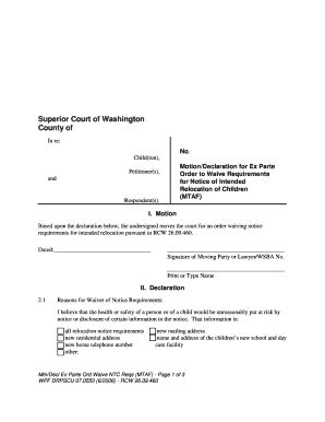Fillable Online Courts Wa Order To Waive Requirements Fax Email Print