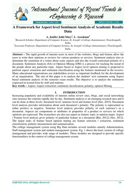 pdf a framework for aspect level sentiment analysis of academic results data