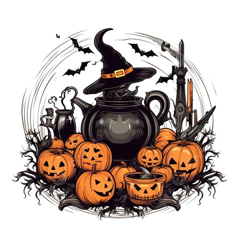 Diseño De Halloween Con Caldero Con Poción PNG Sombrero De Brujas