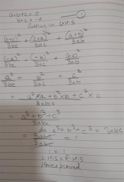 if a cube plus b cube plus c cube is equal to 3ab and a b c is equal to zero prove that b