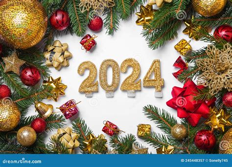 Bonne Nouvelle Année 2024 Carte De Voeux Numéros De Bougies Sur Fond