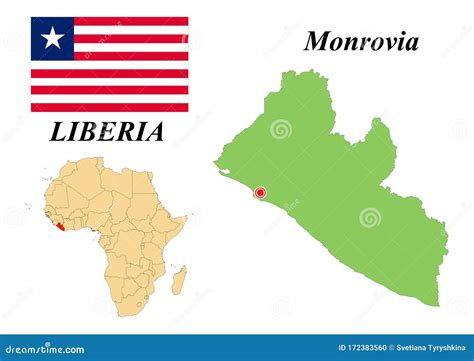 Flag Map Capital Of Liberia Stock Vector Illustration Of Annotation