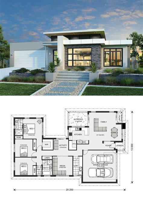 The Floor Plan For This Modern House Is Very Large And Has Two Levels