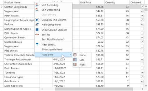 Fixed Columns And Bands WPF Controls DevExpress Documentation