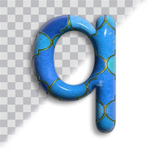 Azulejo de cerámica azul 3d letra minúscula q Archivo PSD Premium