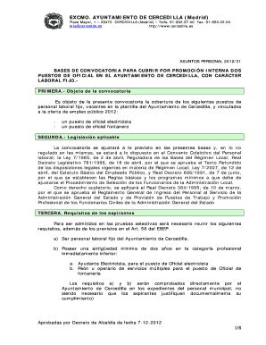 Completable En línea cercedilla BASES DE CONVOCATORIA PARA CUBRIR POR