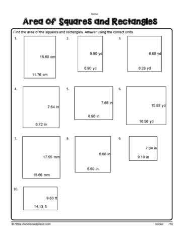 Area Of Rectangles Worksheets Worksheets Library