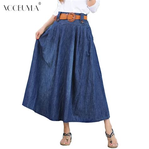 Buy Voobuyla Summer Street Style Women Denim Skirts High Waist Long Denim Skirt