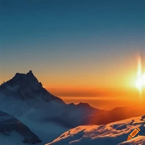 Couché De Soleil Sur La Montagne On Craiyon