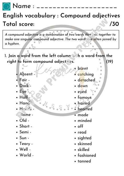 English Vocabulary Compound Adjectives Teacha