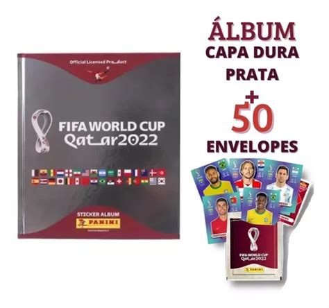 Album Copa 2022 Capa Dura Prata 50 Envelopes Figurinhas