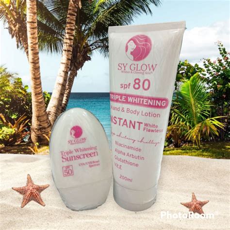 SY GLOW INSTANT WHITE SPF 80 AND TRIPLE WHITENING SUNSCREEN Shopee
