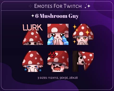 6 Cute Mushroom Emotes For Twitch Discord Emote Pack Emote Bundle