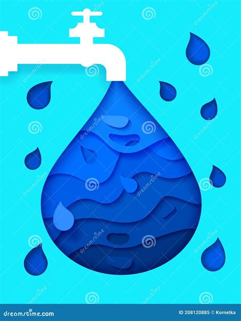 Ilustraci N Para El P Ster No Desperdiciar Agua Estilo De Papel