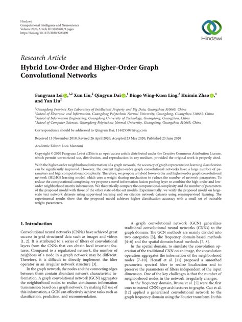 Pdf Hybrid Low Order And Higher Order Graph Convolutional Networks