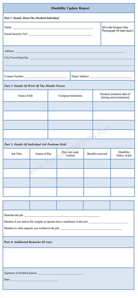Disability Form Format Sample Forms Bank2home