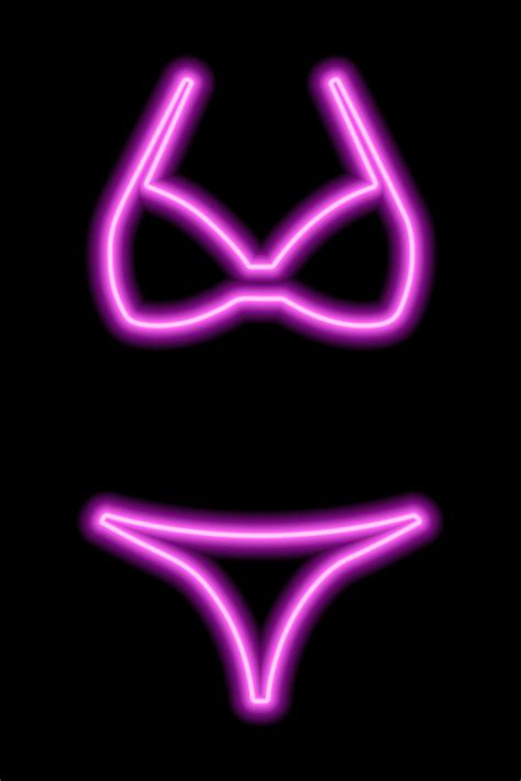 Pink Neon Silhouette Of A Womens Swimsuit On A Black Background Bikini 8959212 Vector Art At