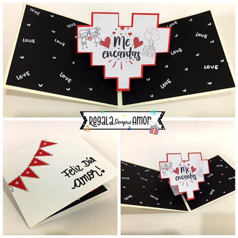 Regala Siempre Amor Tarjeta corazón 3d expandible