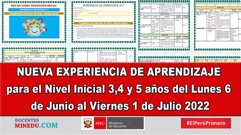 NUEVA EXPERIENCIA DE APRENDIZAJE para el Nivel Inicial 3 4 y 5 años del