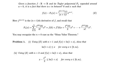 solved given a function f r→r and its taylor polynomial pn