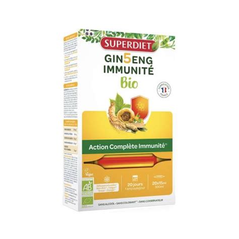 SUPER DIET Ginseng immunité bio 20 ampoules Parapharmacie Pharmarket
