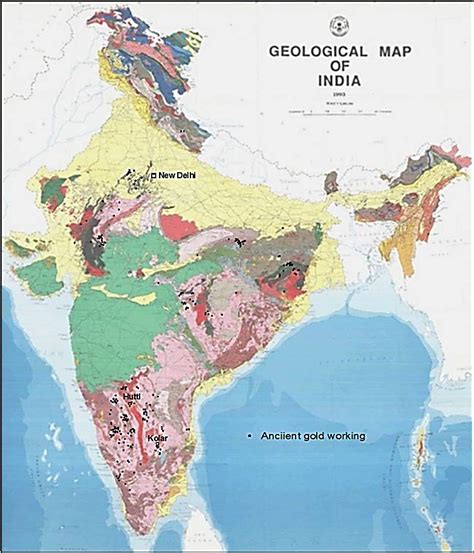 Geological Map Of India After GSI 1993 Showing Distribution Of